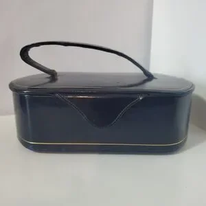 Lennox | Bags | Vintage Lennox Bags Navy Blue Leather Vanity Train Case ...